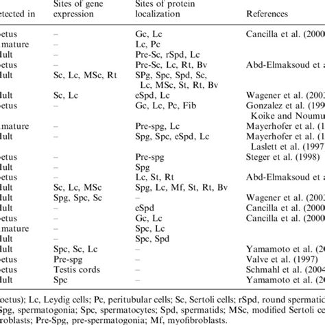 Functions Of Igf In The Mammalian Testis Download Table