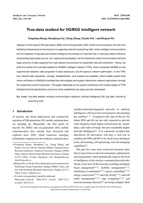 Pdf True Data Testbed For 5g B5g Intelligent Network