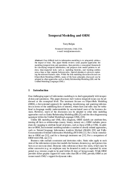 Pdf Temporal Modeling And Orm