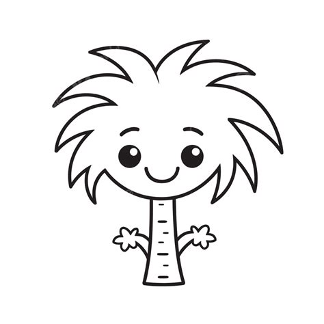 Cartoon Of A Tree With Long Hair Outline Sketch Drawing Vector Tree