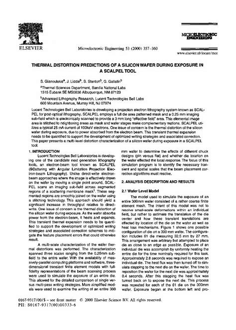 Pdf Thermal Distortion Predictions Of A Silicon Wafer During Exposure