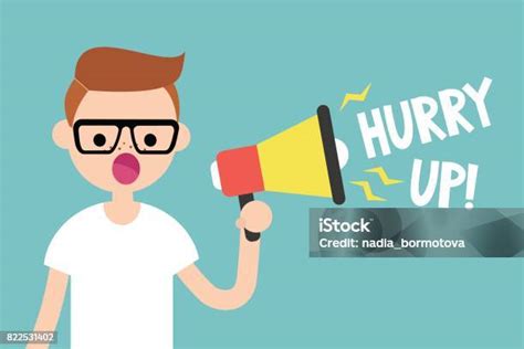 광고 개념적 그림입니다 젊은 문자 확성기를 통해 말하기 평면 편집 가능한 벡터 일러스트 클립 아트 개념에 대한 스톡 벡터 아트 및 기타 이미지 Istock