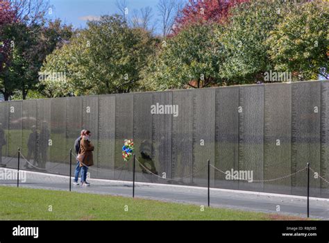 People At The Wall Vietnam Veterans Memorial Washington Dc Usa