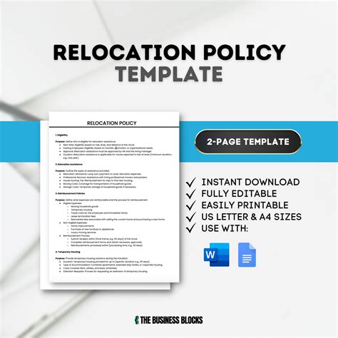Employee Relocation Policy Template Hr Guidelines Us Letter And A4