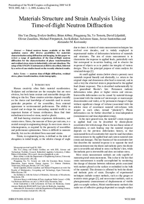 Pdf Materials Structure And Strain Analysis Using Time Of Flight Neutron Diffraction