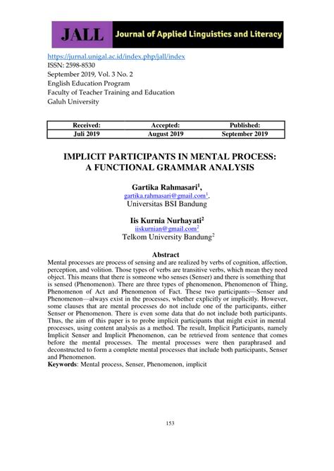 pdf implicit participants in mental process a functional grammar