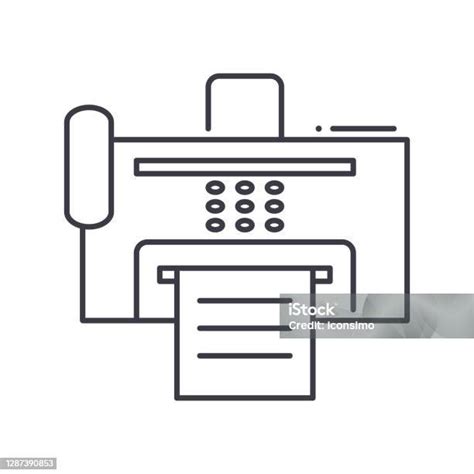 팩스 아이콘 선형 격리 된 그림 얇은 줄 벡터 웹 디자인 기호 흰색 배경에 편집 가능한 스트로크와 개요 개념 기호 Unspecified에 대한 스톡 벡터 아트 및 기타