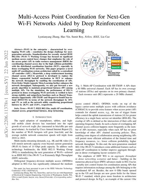 Pdf Multi Access Point Coordination For Next Gen Wi Fi Networks Aided By Deep Reinforcement