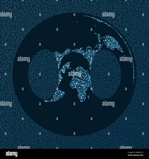 Abstract Telecommunication World Map Hammer Retroazimuthal Projection World Network Artistic