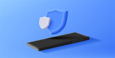 파란색 배경 3d에 방패가 있는 스마트폰 개인 데이터의 보호 및 보안의 개념 현대 미래 배너입니다 보안 응용 프로그램 3차원 형태에 대한 스톡 벡터 아트 및 기타 이미지