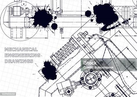 컴퓨터 지원 설계 시스템 기술 일러스트 배경 기계 공학 도면 산업용 로봇팔에 대한 스톡 벡터 아트 및 기타 이미지 산업용