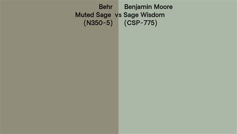 Behr Muted Sage N350 5 Vs Benjamin Moore Sage Wisdom Csp 775 Side