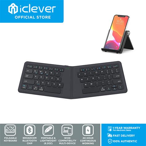 IClever BK Foldable Bluetooth Keyboard Multi Device Wireless Keyboard Ultra Slim Ergonomic