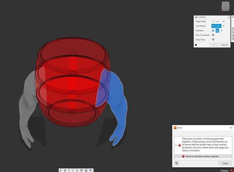 Failed To Boolean Bodies Together Autodesk Community