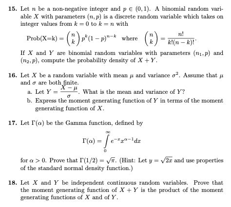 Solved 15 Let N Be A Non Negative Integer And Pe 0 1 A Chegg Com