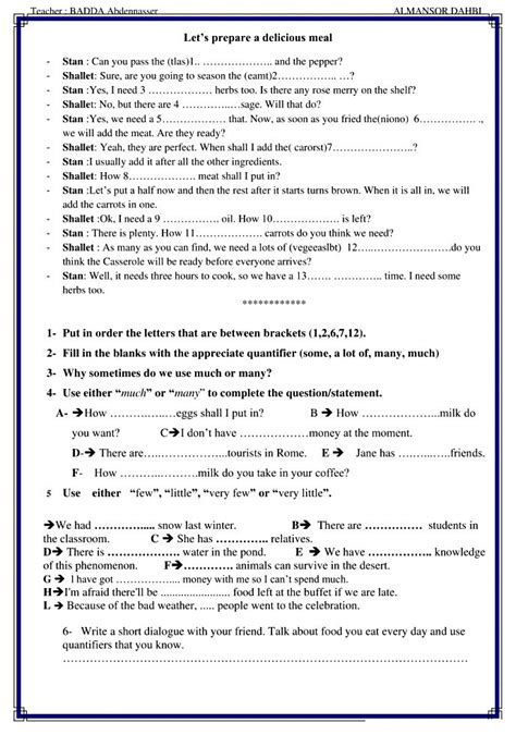 Quantifiers Task For Students Lesson 1