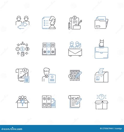 Sales Pipeline Line Icons Collection Prospect Lead Opportunity Conversion Funnel