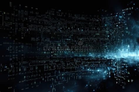 Digital Binary Code On Black Background Computer Generated Abstract