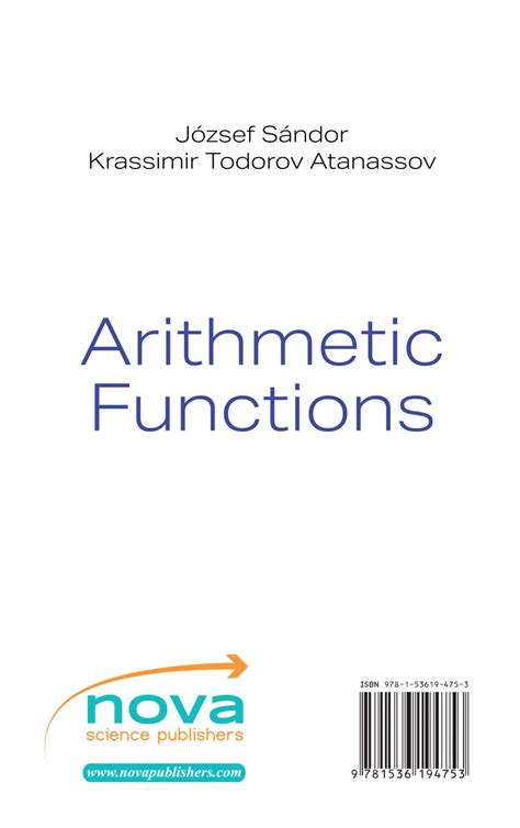 Arithmetic Functions Nova Science Publishers