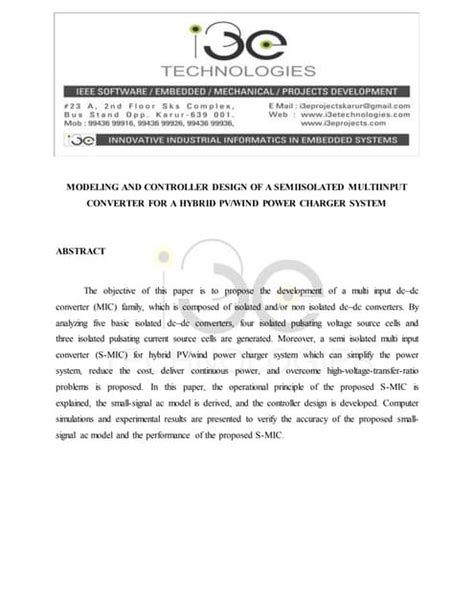Modeling And Controller Design Of A Semiisolated Multiinput Converter