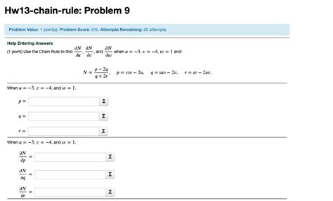 Solved Hw Chain Rule Problem Problem Value Point S Chegg Com