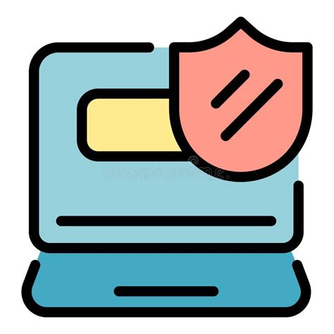 Secured Laptop Icon Outline Vector Computer Data Stock Vector