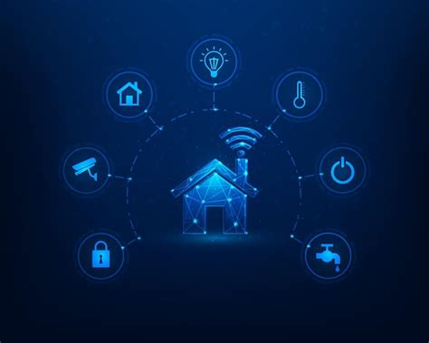 Premium Vector Smart Home Internet Of Things Technology On Blue Background Home Automation