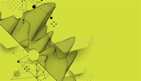 Trendy Abstract Wireframe Background Modern Science Or Technology Art Elements Surface