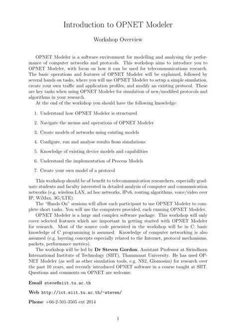 Pdf Opnet Workshop Introduction To Opnet Modeler Dokumentips