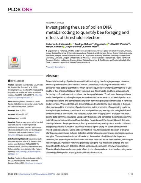 Pdf Investigating The Use Of Pollen Dna Metabarcoding To Quantify Bee Foraging And Effects Of