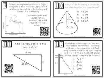 Pythagorean Theorem Task Cards With QR Codes TPT