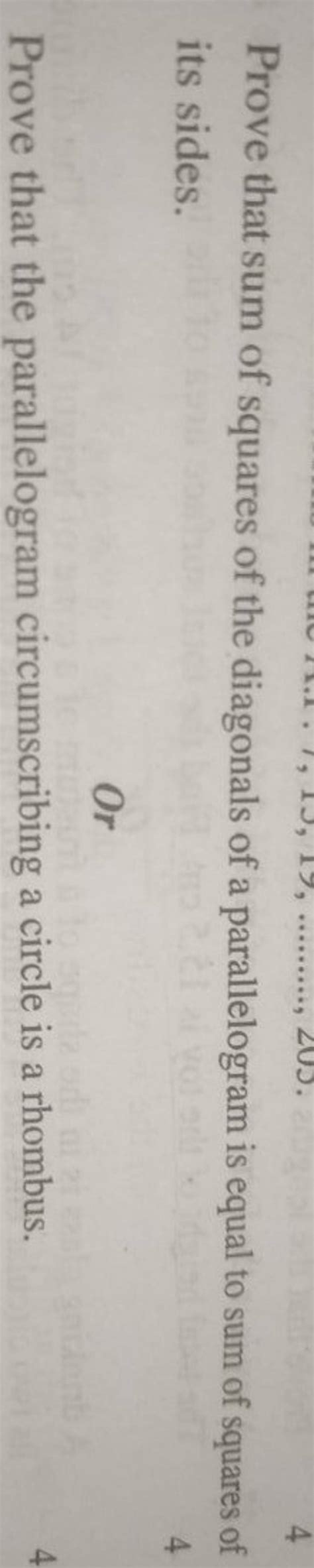 Prove That Sum Of Squares Of The Diagonals Of A Parallelogram Is Equal To