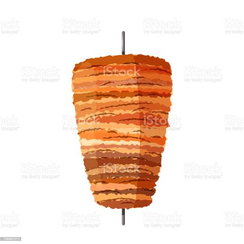 수직 침에 도너 케밥 아랍어와 터키 고기 길거리 음식 카페를 위한 프라이드 치킨 기로스 음식에 대한 스톡 벡터 아트 및 기타 이미지 기로스 음식 양고기 고기 Istock
