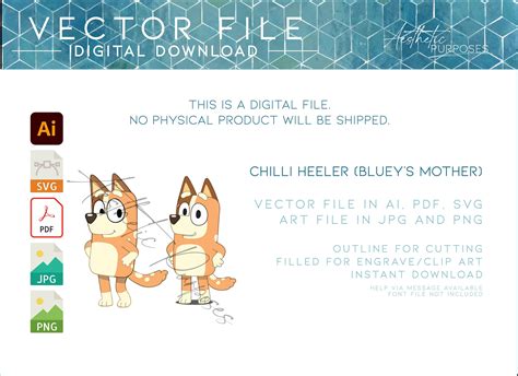 Chilli Heeler Bluey Svg Vector Bluey Vector Digital Download S V G Pdf Ai Png Etsy