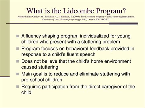 PPT The Lidcombe Program PowerPoint Presentation Free Download ID