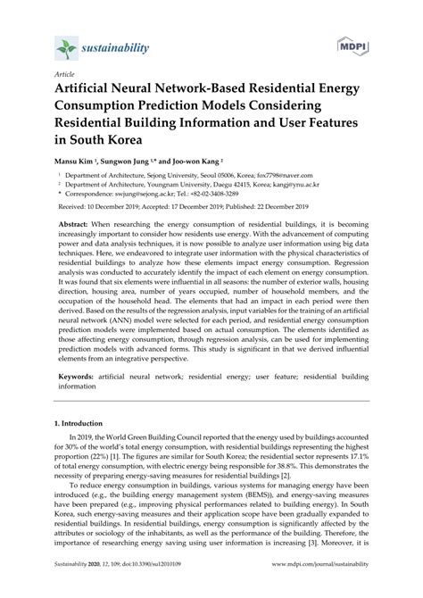 Pdf Artificial Neural Network Based Residential Energy Consumption Prediction Models