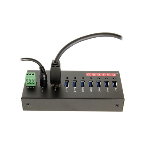 Usb 3 0 7 Port Industrial Metal Hub W 15kv Esd Protection And Mounting