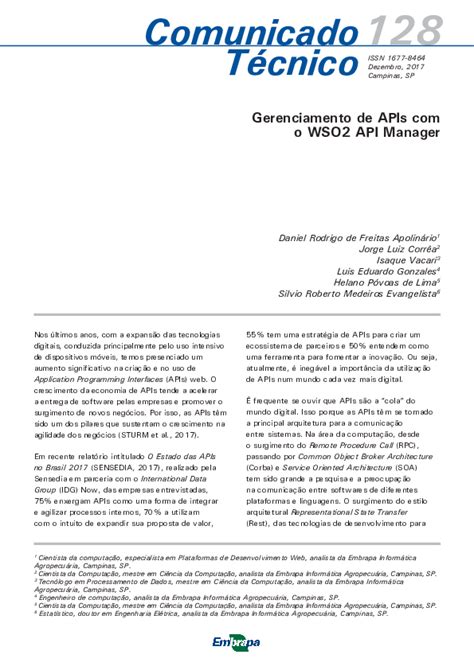 Pdf Gerenciamento De Apis Com O Wso2 Api Manager