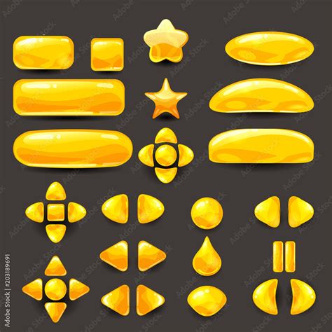 Set Game Ui Complete Yellow Menu Of Graphical User Interface Gui To