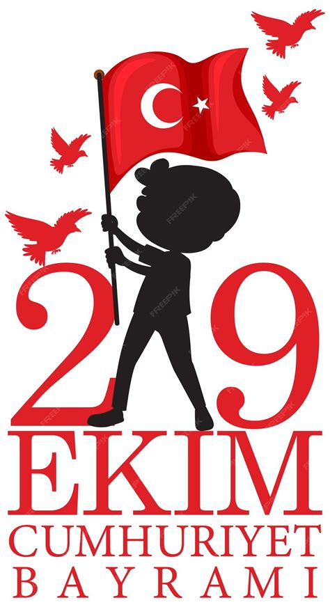 터키 공화국의 날 텍스트 디자인 프리미엄 벡터