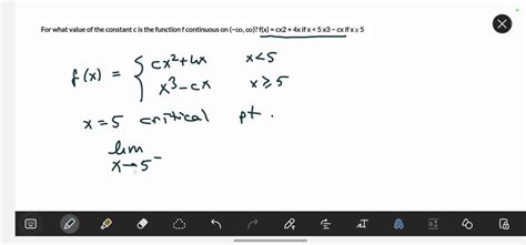 Solved Point For What Value Of The Constant Is The Function Continuous On The Interval X X2