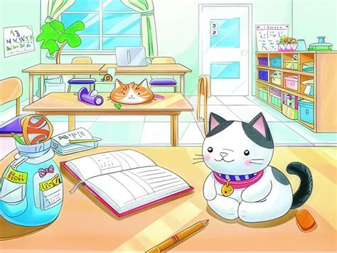 A Cat Sitting On The Floor In A Classroom Captured Beautifully Premium Ai Generated Image