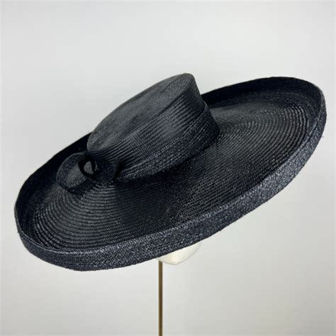 Black Parasisal And Straw Braid Wide Brimmed Hat Beverley Edmondson