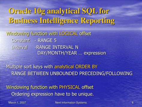 PPT Oracle G Analytical SQL For Business Intelligence Reporting PowerPoint Presentation ID