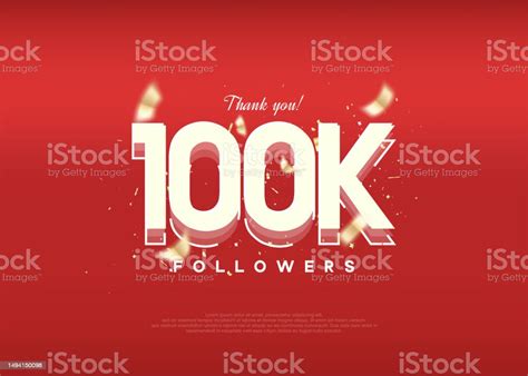 100k 추종자의 현대적인 디자인 축하 고급스러운 빨간색 배경에 포스터 배너 축하 인사말을 위한 프리미엄 벡터 3차원 형태에 대한 스톡 벡터 아트 및 기타 이미지 Istock