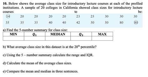 Solved 10 Below Shows The Average Class Size For
