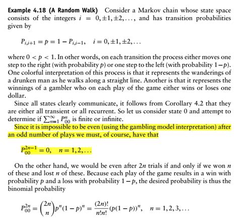 Stochastic Processes A Question About Random Walk In Markov Chain