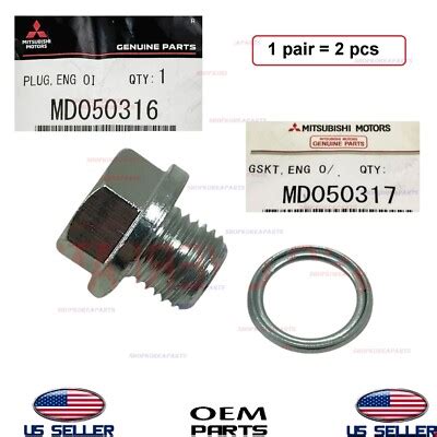 1pair Genuine Oem Engine Oil Drain Plug And Gasket Mitsubishi See