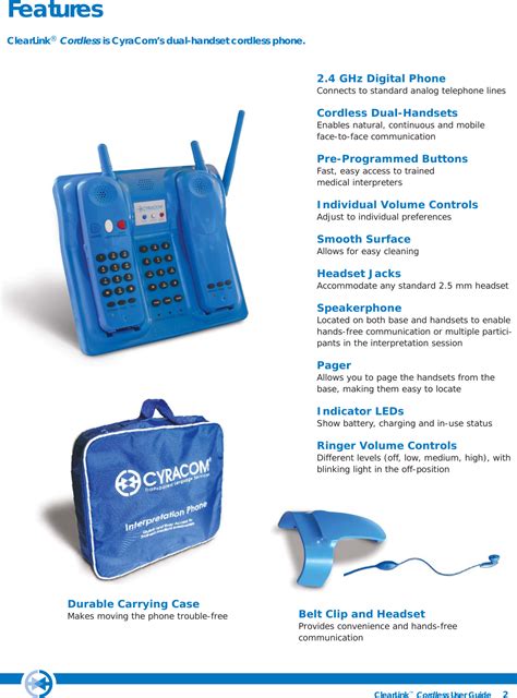 Cyracom Vt 802c 2 4ghz Edct Cordless Phone User Manual Clearlink