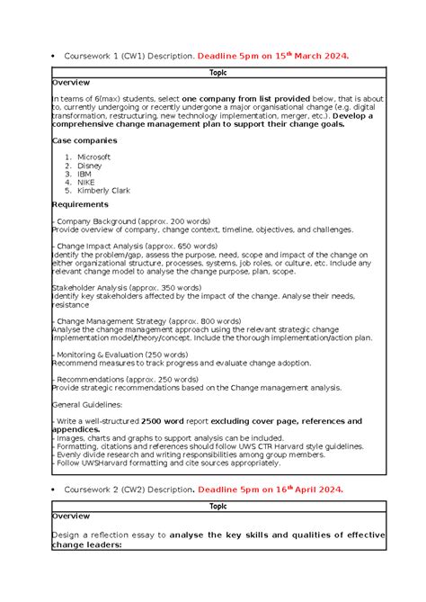 Cml Assignment Briefs Coursework 1 Cw1 Description Deadline 5pm On